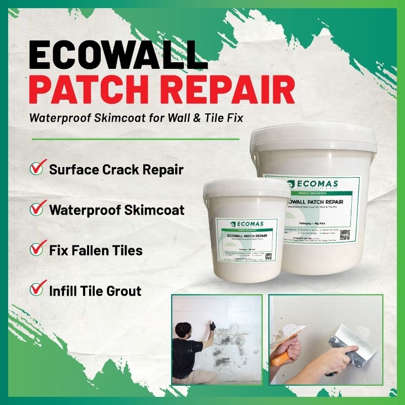 ECOWALL PATCH REPAIR (1KG / 4KG PACK) DAMP-PROOFING SKIMCOAT PUTTY FOR ...