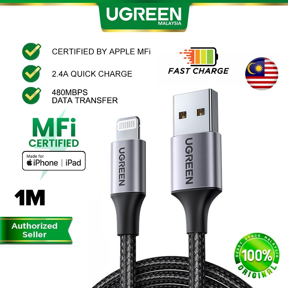 UGREEN MFi USB To Lightning Cable 2.4A QC Quick Charge Fast Charging ...