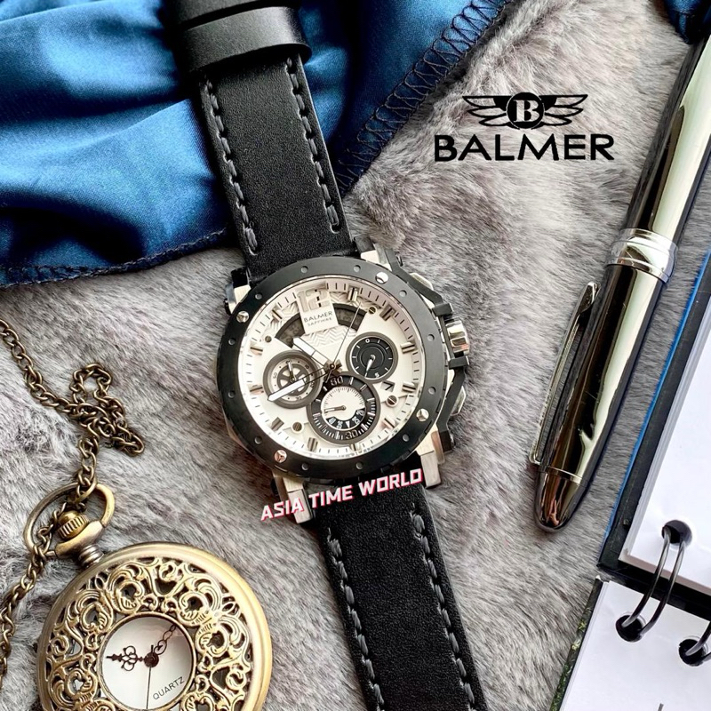 [Original] Balmer 7935G SS-1 Chronograph Sapphire Men's Watch with White Dial and Black Genuine ...