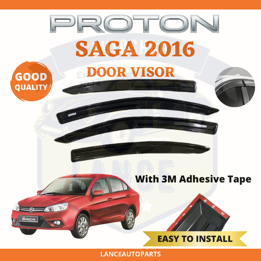 Visor Pintu Hitam Proton Saga 2016–2024 VVT Gaya Mugen (4PCS) | Black ...