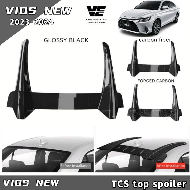 Vemart toyota vios new 2023-2024 car bodykit tcs top spoiler ...