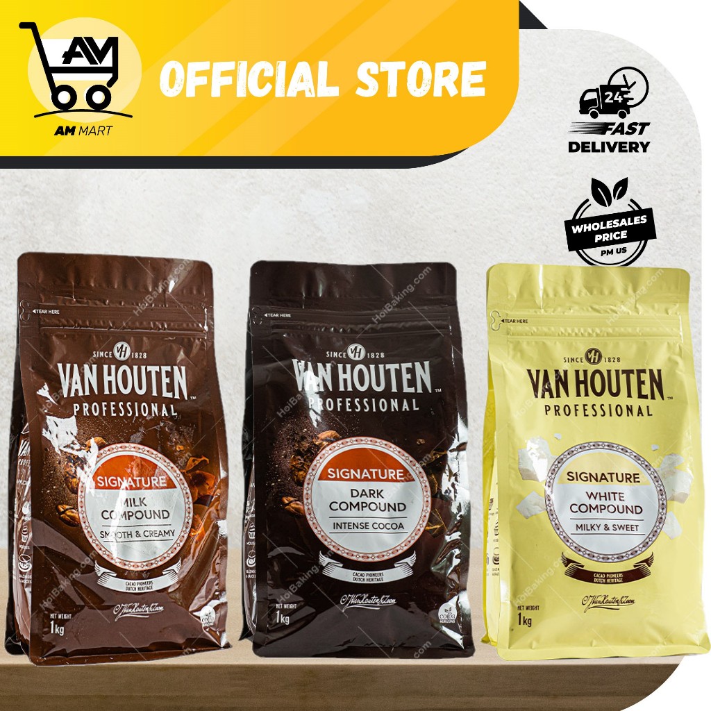 🌙RAYA SALE Van Houten Compound COIN / BLOCK Dark | Milk | White #1kg ...