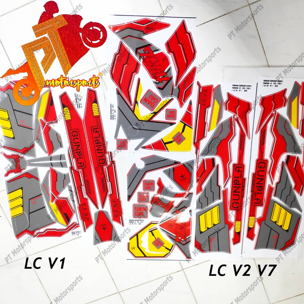 LC 135 V1 V2 V3 V4 V5 V6 V7 Gundam Sticker Robot Body Stripe White Red ...