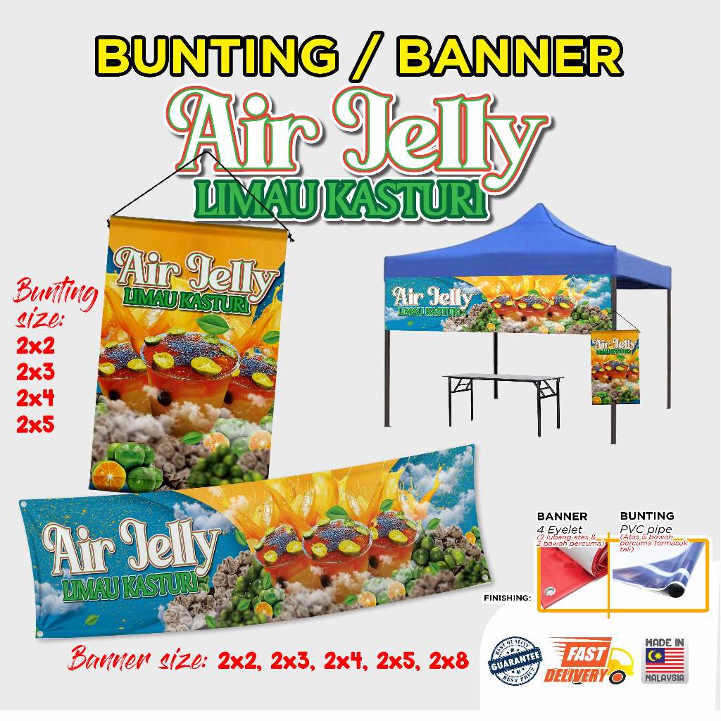 Banner niaga Air jelly limau kasturi & air limau asamboi Bunting banner ...
