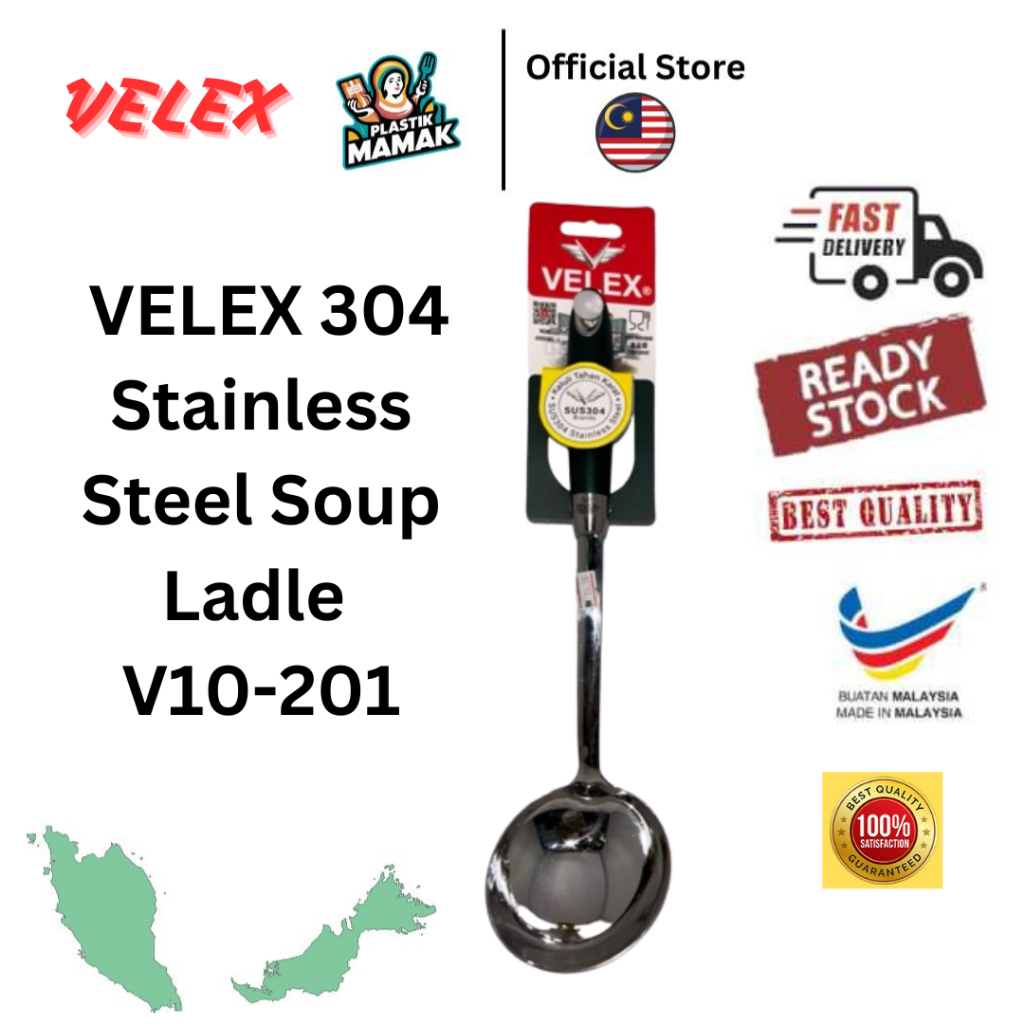 【Plastikmamak】VELEX 304 S/S SOUP LADLE V10-201 (170g) | Shopee Malaysia