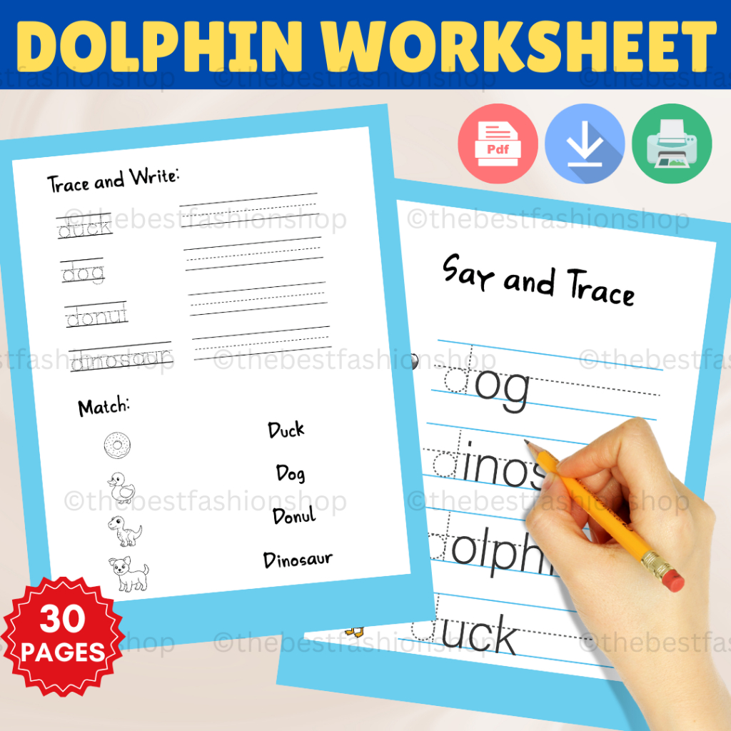 A055 [Softcopy PDF] Dolphin Worksheet Printable Activity Pages | Shopee ...