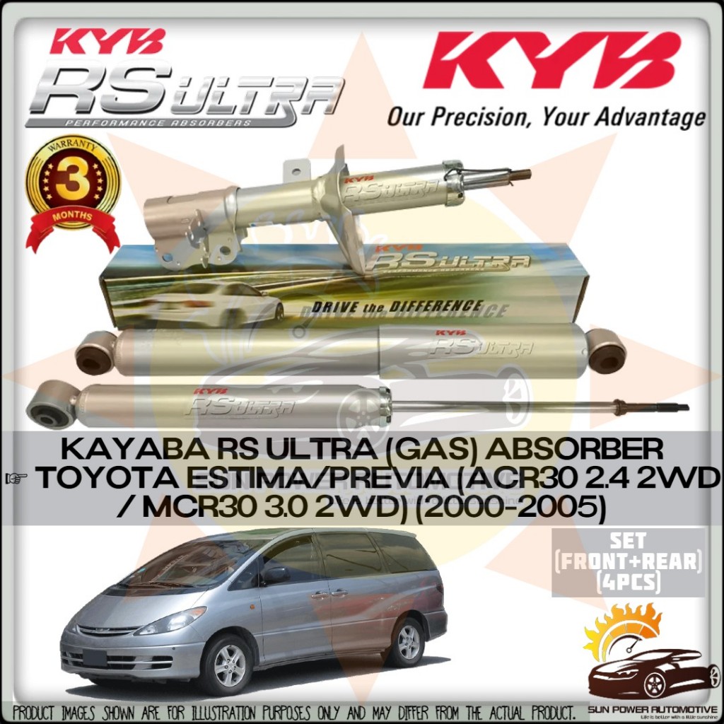 KAYABA KYB RS ULTRA Toyota Estima Previa ACR30 MCR30 2WD Gas Shock ...
