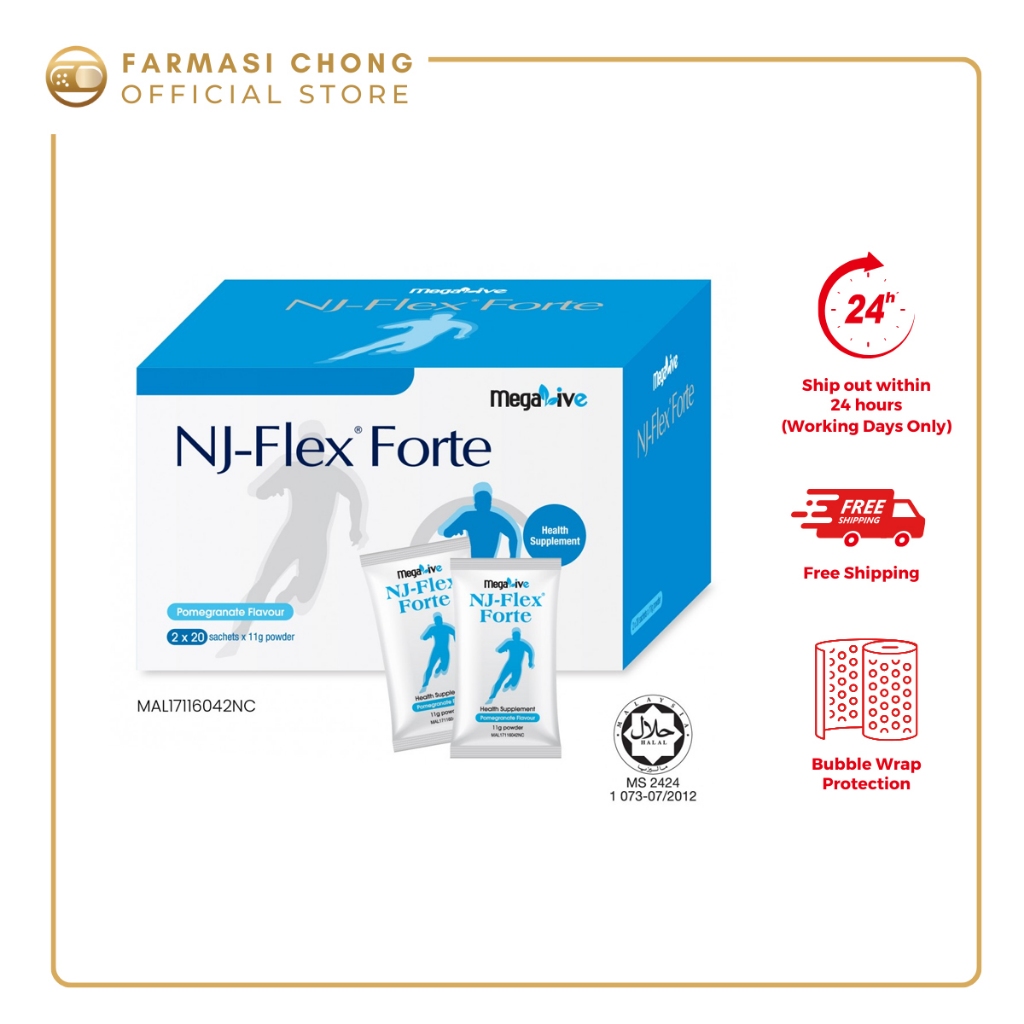 MegaLive NJ-Flex Forte 11g (2 box x 20 sachets) for Joint Pain Relief ...