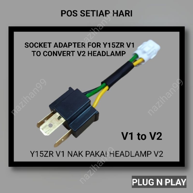 🔥 PNP Soket Adapter for Y15ZR V1 to Convert V2 Headlamp (V1 to V2 ...