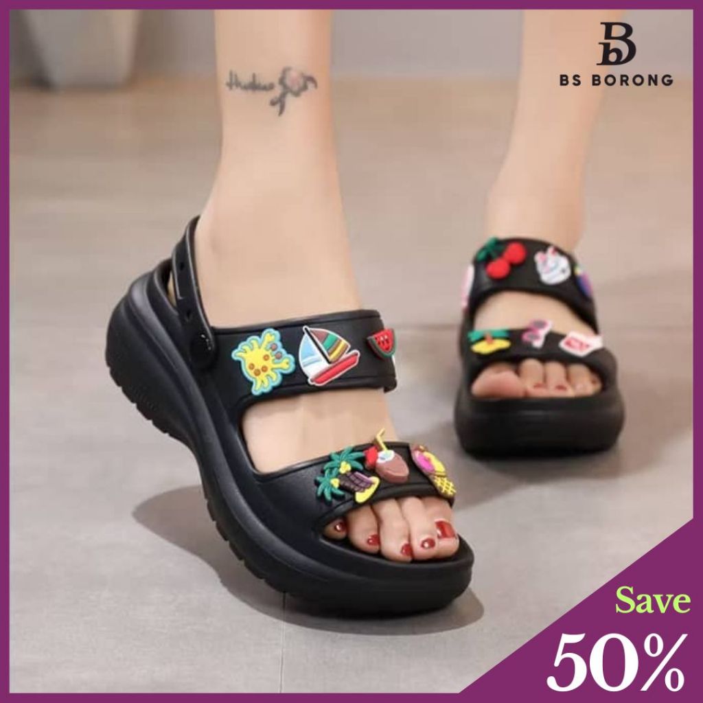 [BS] Crocs Sandal Women Crocs Sandal Button Crocs Sandal / Kasut Crocs ...