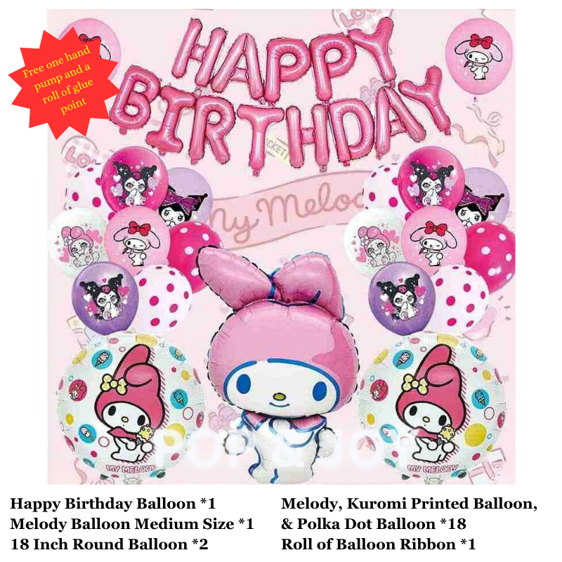 Melody Sanrio Theme Birthday Balloon Set Party Decoration Belon Melody ...