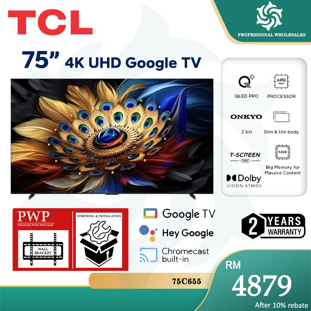 TCL 75" 85" 98" Inch 120Hz QLED Quantum Dot 4K UHD HDR Google TV 75c655 85c655 98c655 | Shopee ...