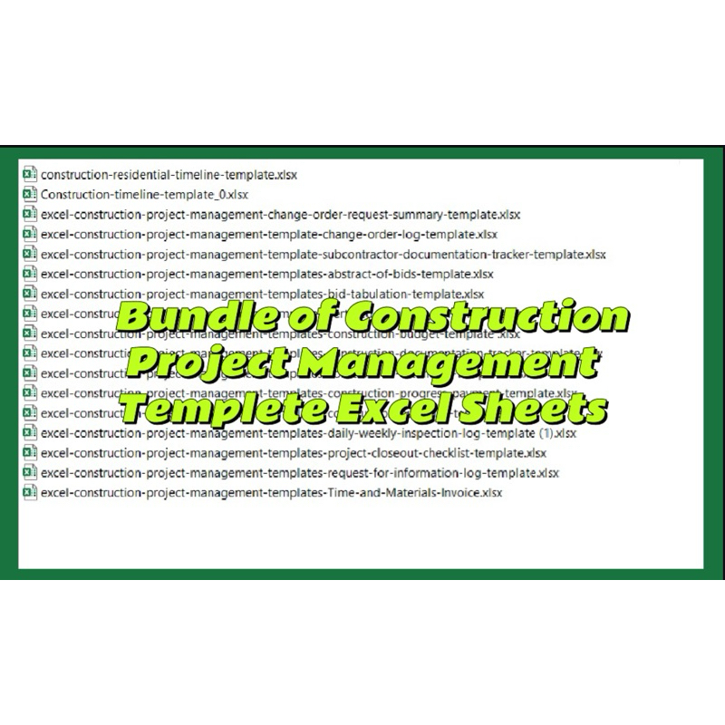 Bundle of Construction Project Management Templete Excel Sheets ...