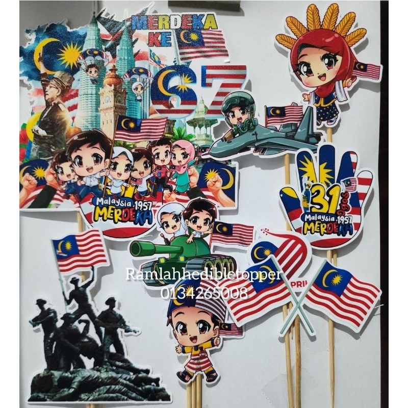 MERDEKA TOPPER CAKE HIASAN DI ATAS CAKE READY STOCK | Shopee Malaysia