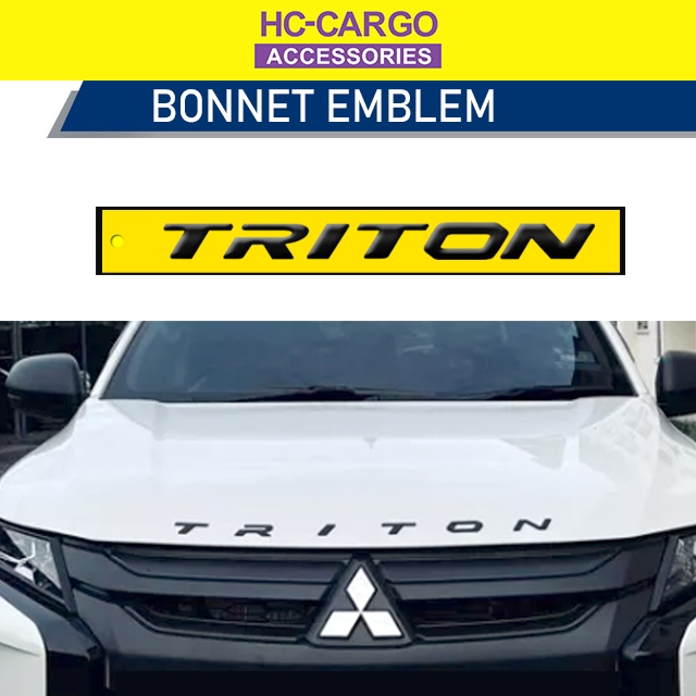 Mitsubishi Triton Bonnet Wording Emblem Logo 3D - Matt Black | Shopee ...