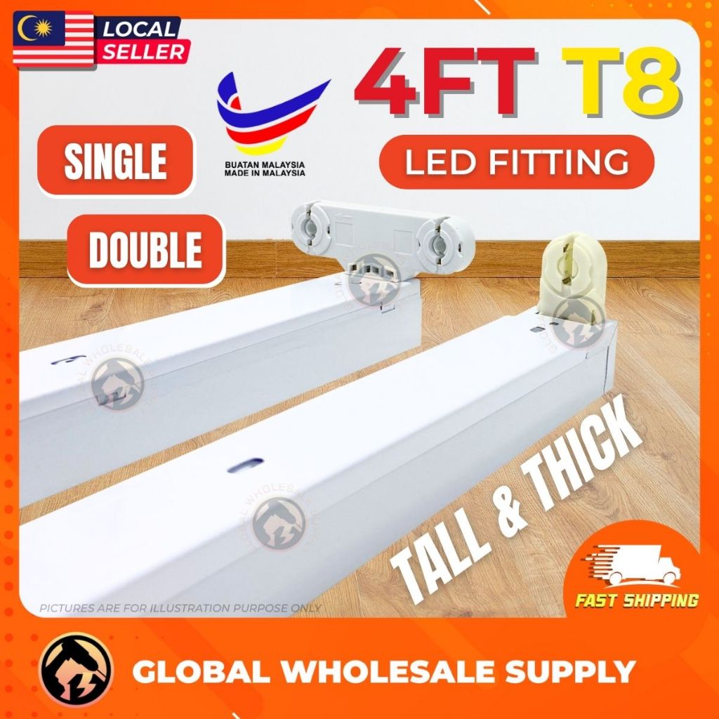 1PC Single/Double 4FT T8 LED Tube Casing Local Thick Fitting LED Light ...
