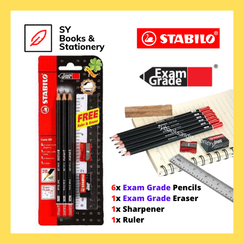 STABILO Exam Grade 2B Pencil Stationery Set 288BL6S1 / Free Sharpener ...