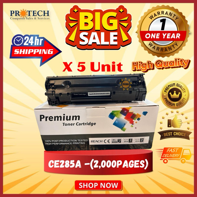 (5 Units) Compatible HP CE285A CE 285A 85A Black Toner Cartridge ...