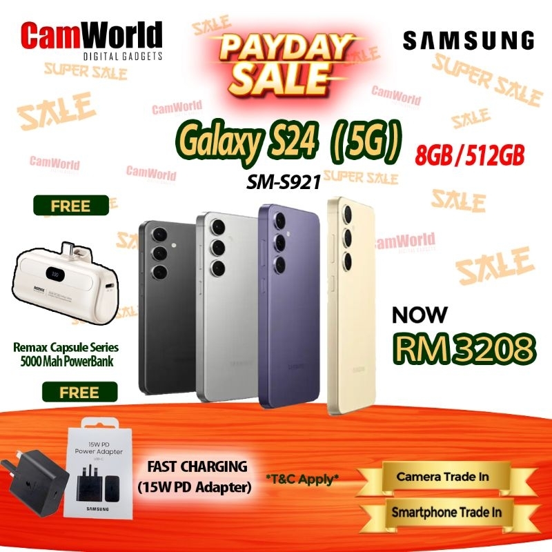 Samsung Galaxy S24 5G (8GB/512GB) SM-S921 Samsung Malaysia Warranty ...