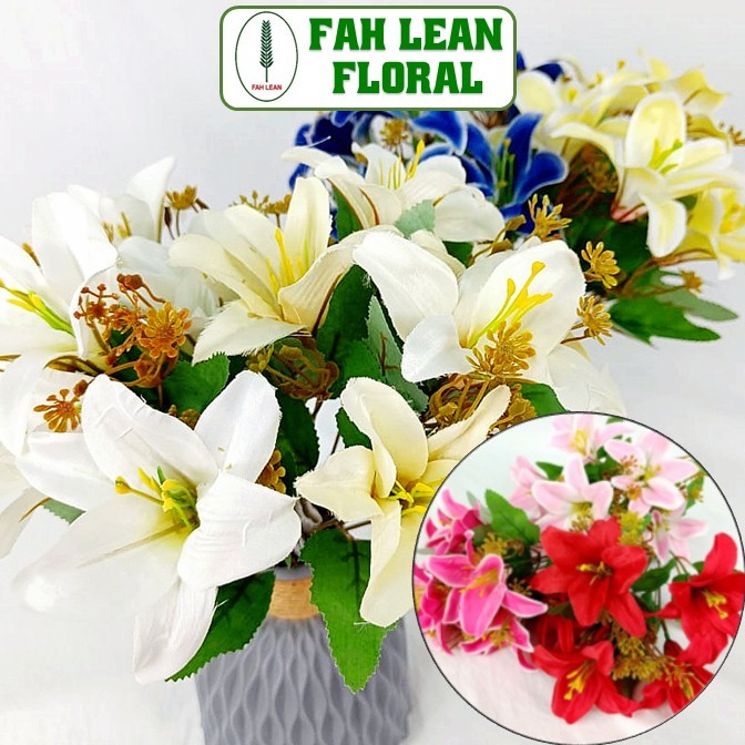 Artificial Lily Flower x6 Head 32cm / Bunga Hiasan Bunga Tangan Hand ...