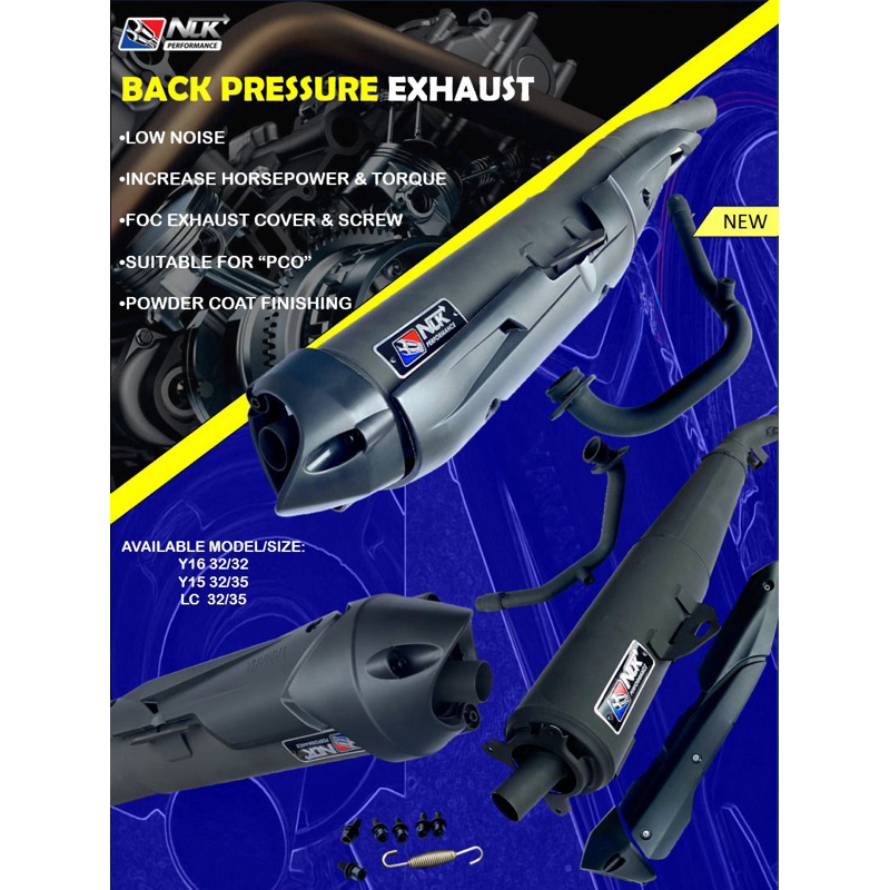 NLK LC135 Y15ZR Y16ZR Exhaust Back Pressure PCO Low Noise Silent 4Speed ...