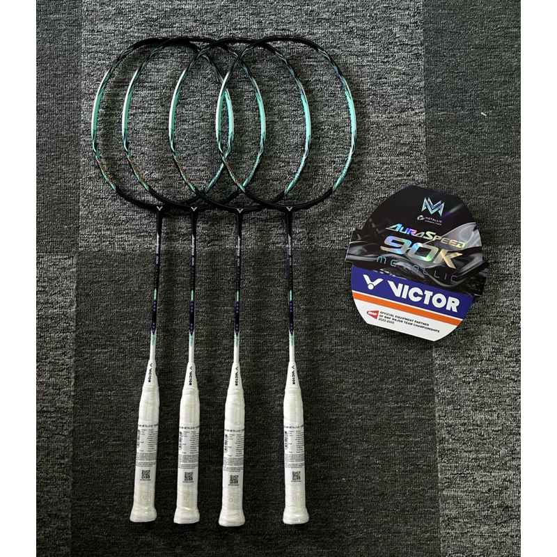 VICTOR AURASPEED 90k METALLIC Badminton Rackets（FREE GRIP） | Shopee ...