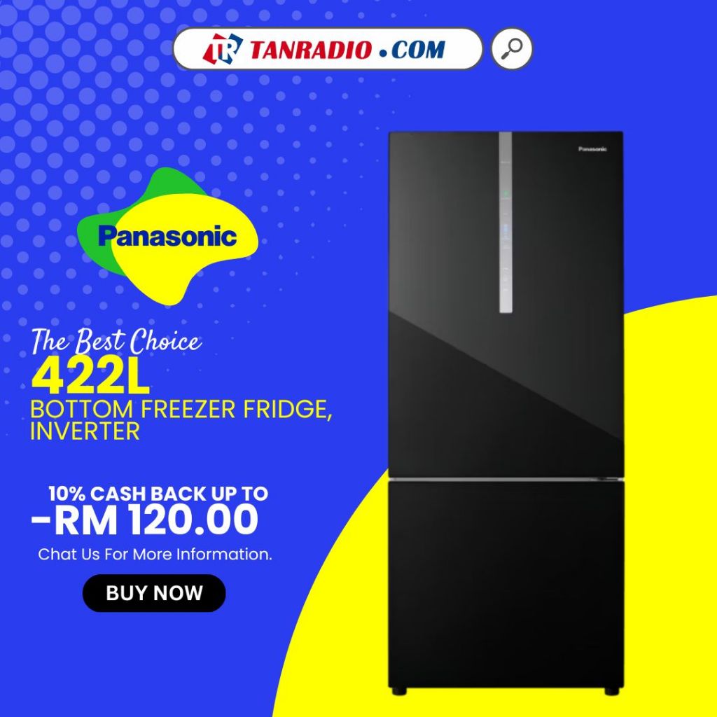 Panasonic Inverter 2 Door Bottom Freezer Refrigerator - Black (422L) NR ...