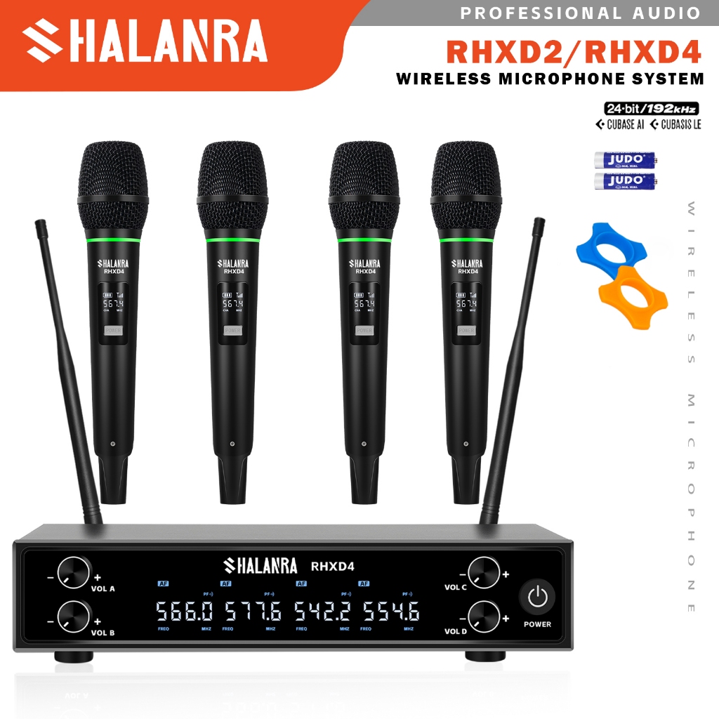 Karaoke Wireless Microphone 4 Channel UHF Wireless Microphone System ...