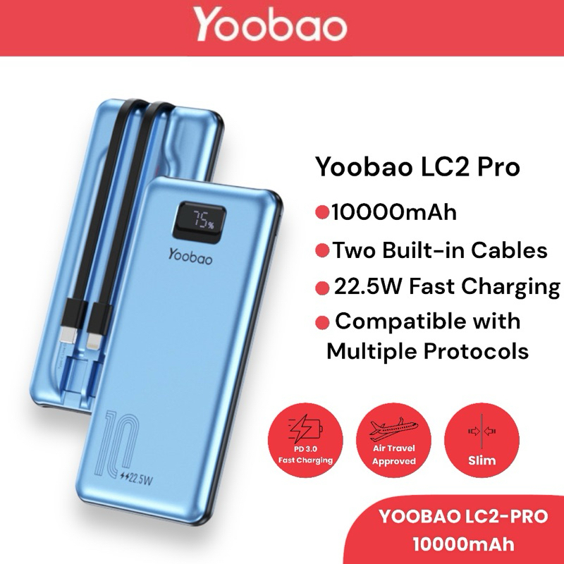 Yoobao Slim Built In Cable Power Bank (10000mah/20000mah) | Shopee Malaysia