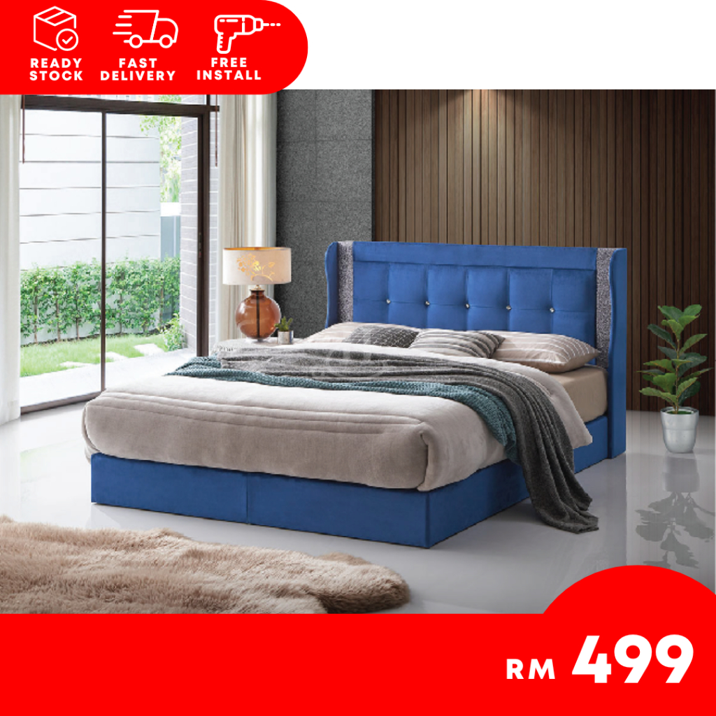 I HOME BLINK Diamond Button Divan Bed Frame Queen Size Fabric / Vevet ...