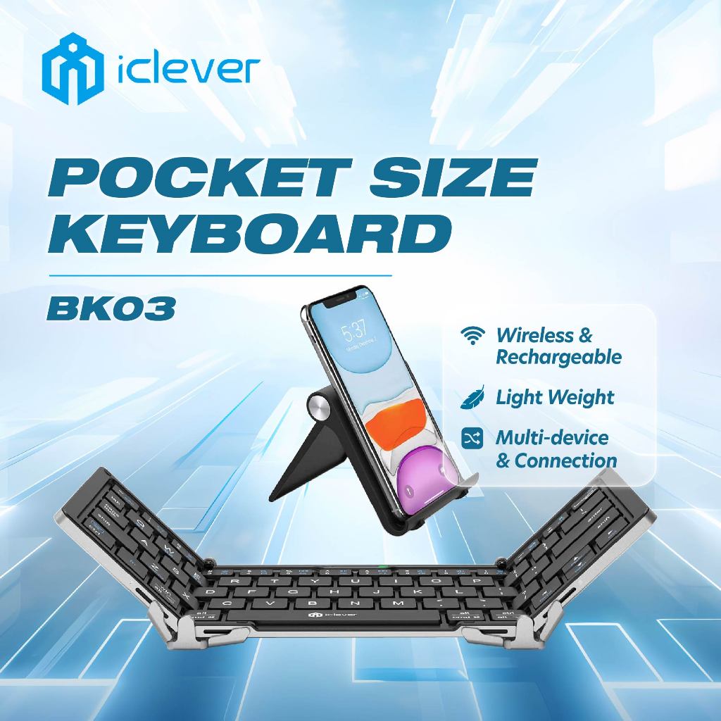 iClever BK03 Portable Keyboard with Stand Holder (Sync Up to 3 Devices ...