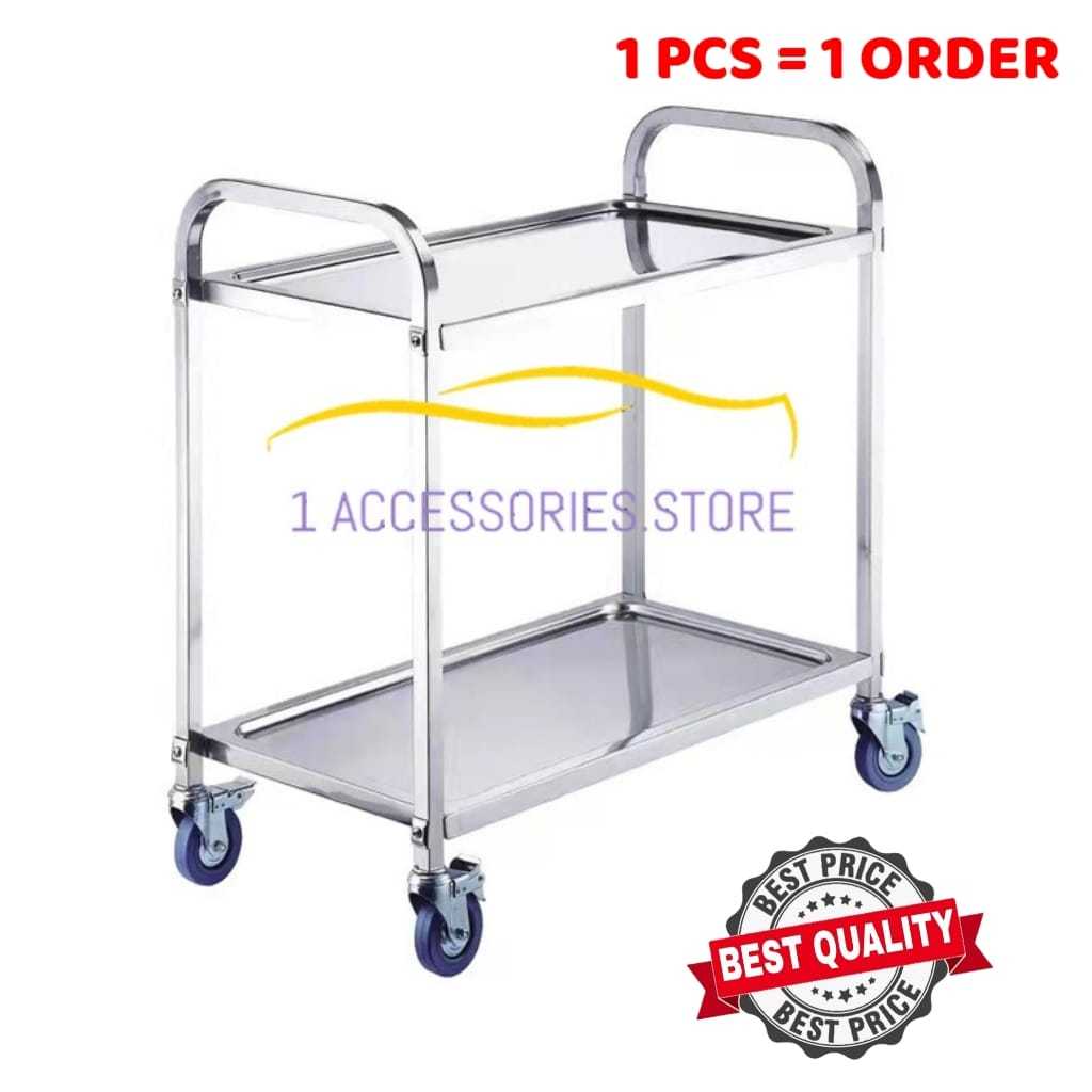 Stainless steel dining car two-tier trolley/Kitchen trolley / KITCHEN EQUIPMENT 不锈钢两层手推车 2 Tier ...