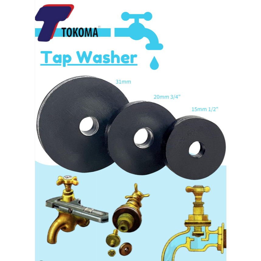 [TKM] Solid Super Heavy Duty Faucet Water Bib Tap Washer For kepala ...
