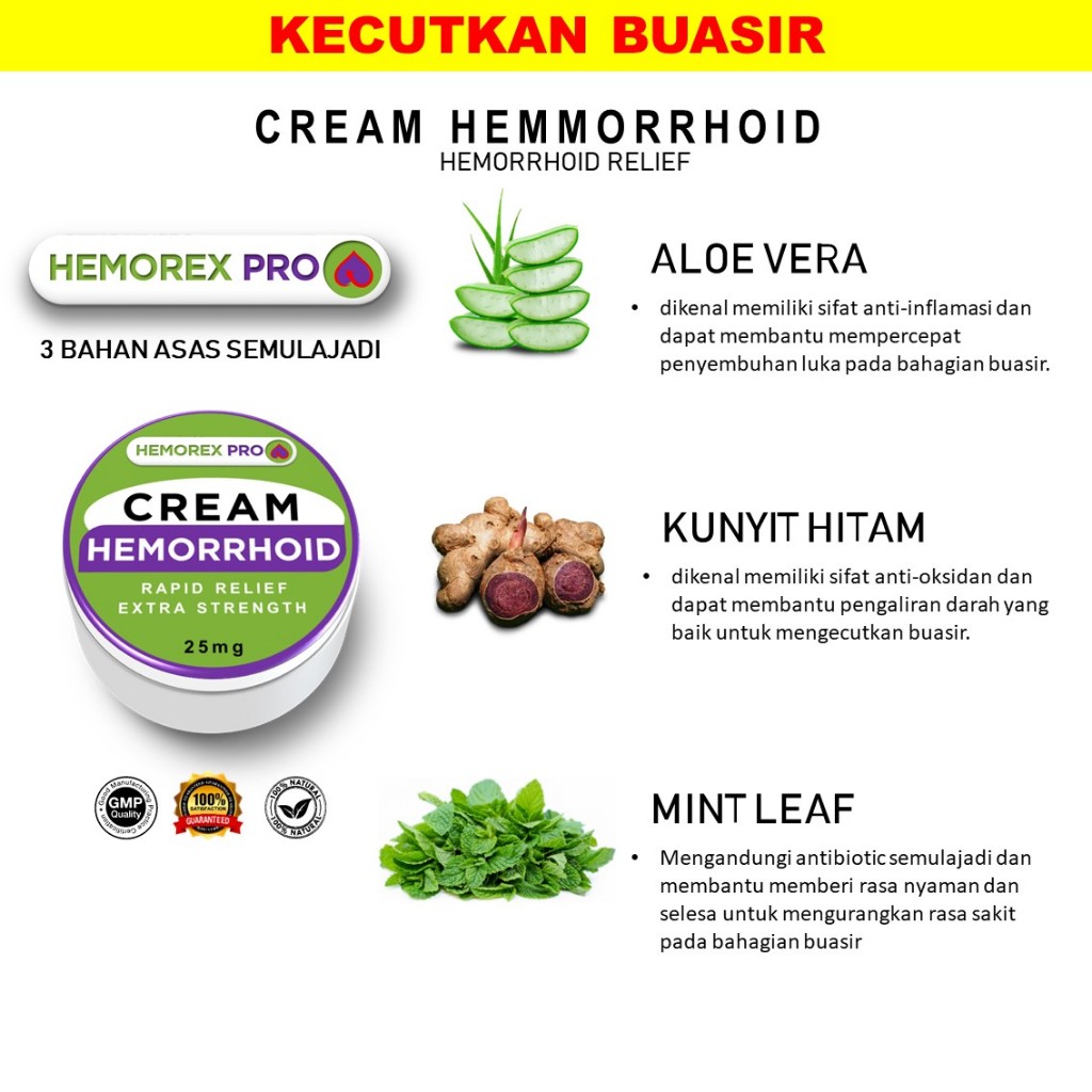 Krim Buasir Hemorrhoids cream Hemorrhoids spray Treatment of mixed internal and external ...