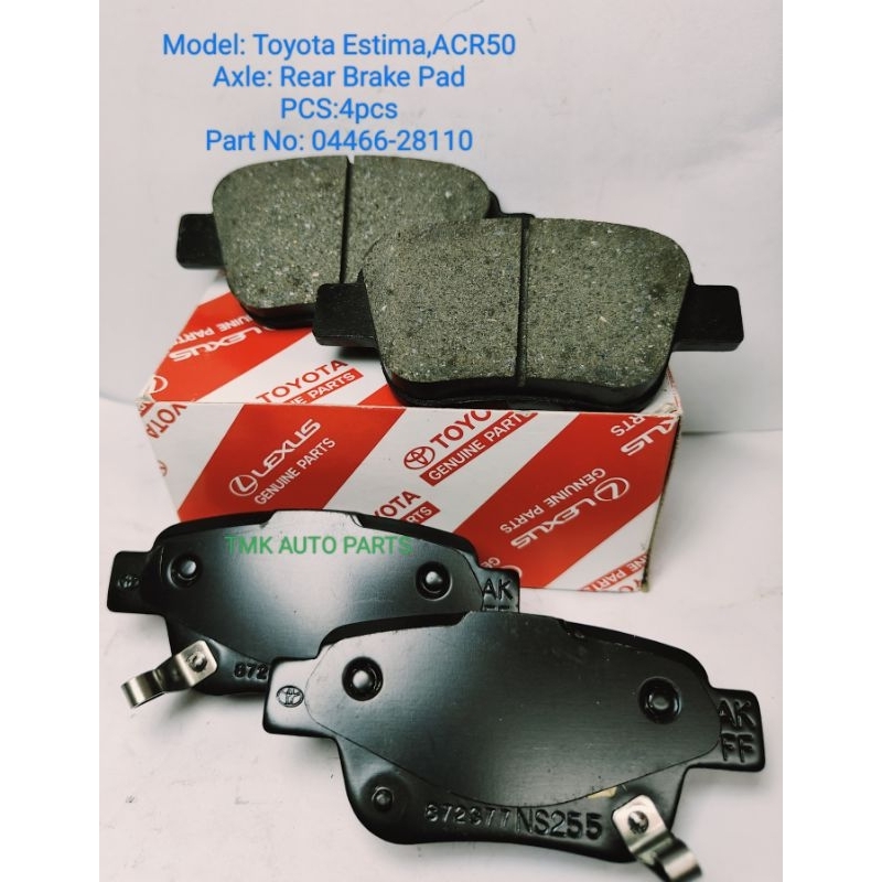 Toyota (04466-28110) Rear Brake Pad,Estima, ACR50 | Shopee Malaysia