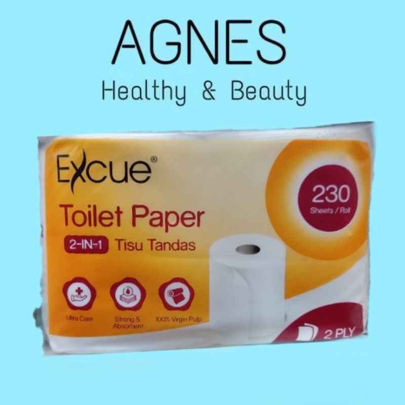 2 in 1 Excue Toilet Paper 230 sheets per roll Tisu Tandas 两卷厕所厕纸 ...