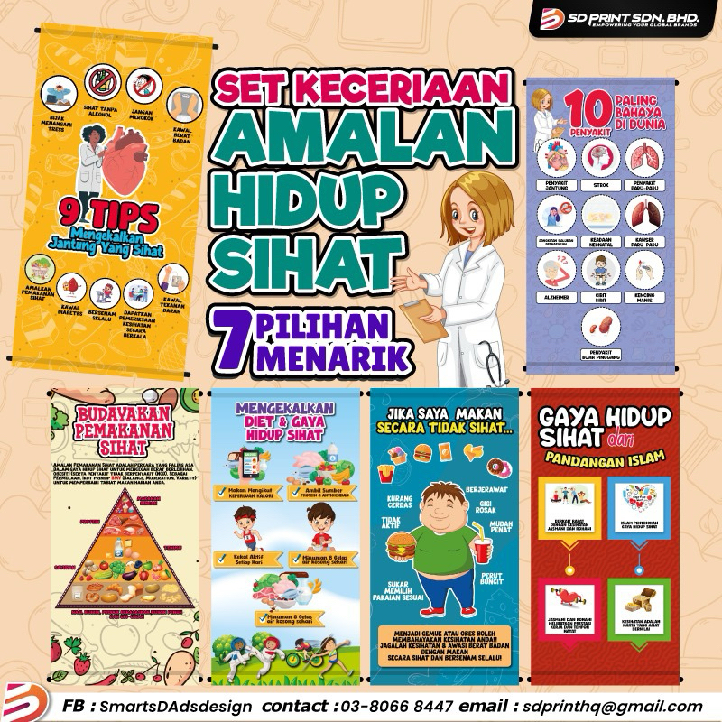 POSTER BUNTING BUDAYA SIHAT. KANTIN SEKOLAH. POSTER KECERIAAN KANTIN ...