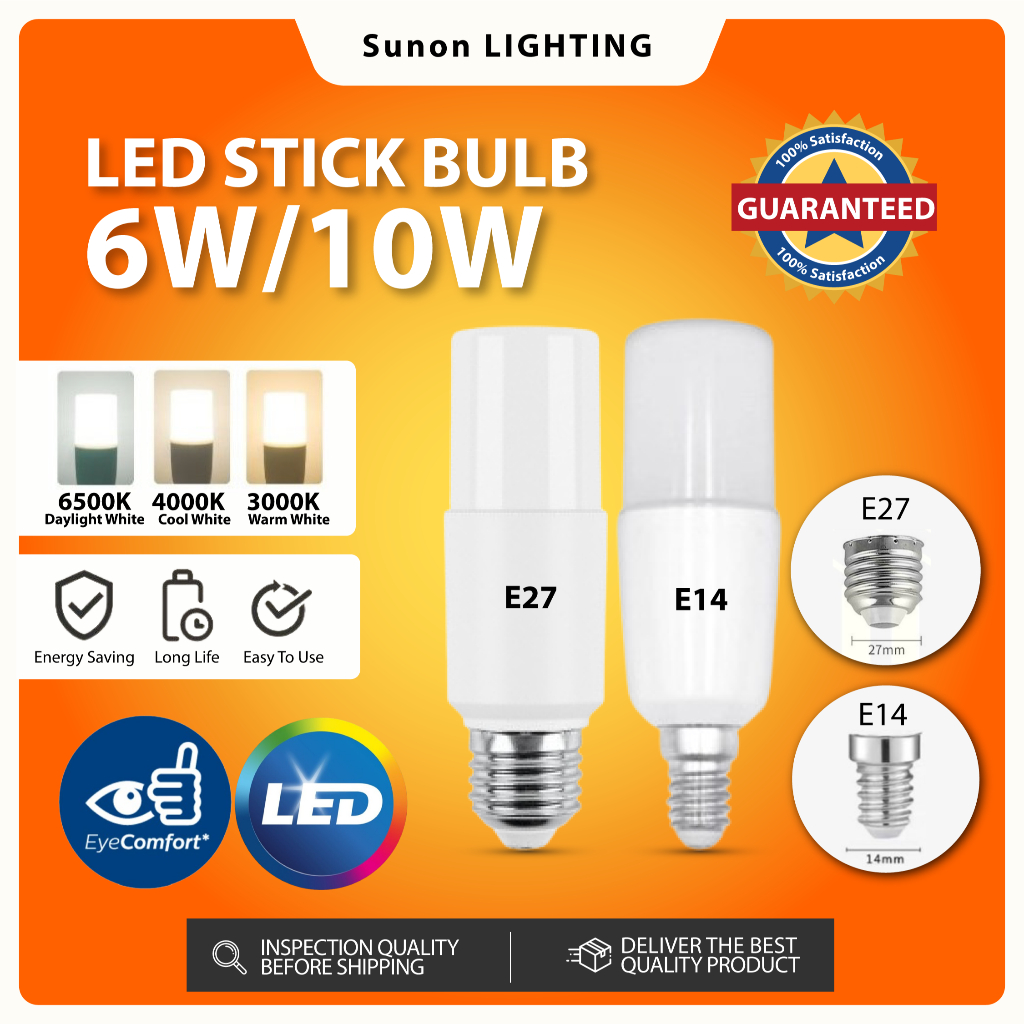 E14 E27 Led stick bulb 10W E14 Led stick bulb Mentol Lampu Ceiling Light Lampu Siling | Shopee ...