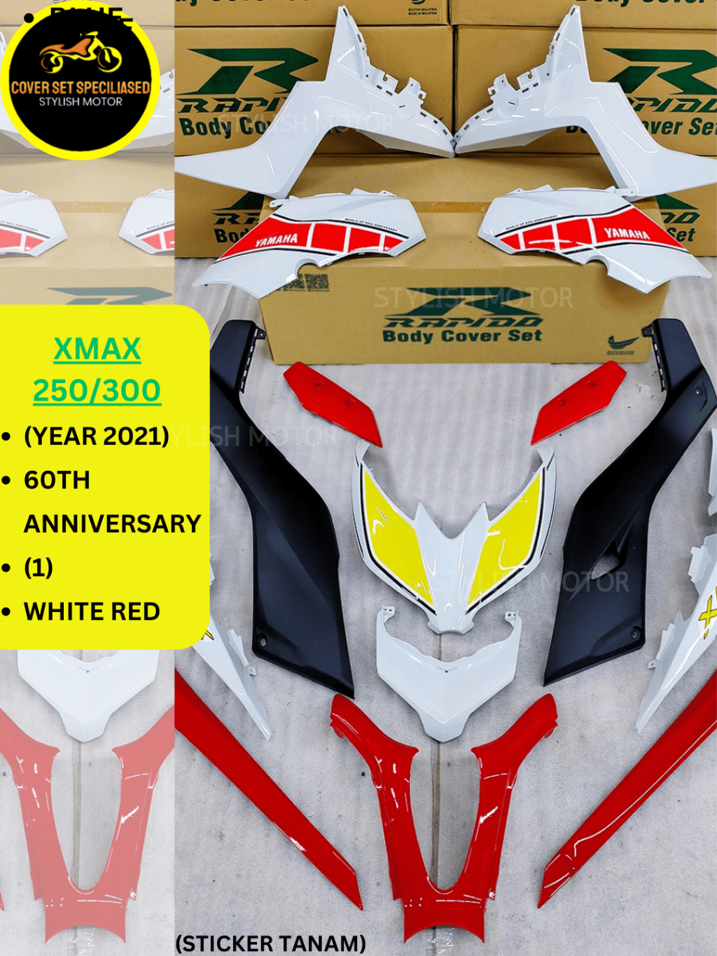 (STICKER TANAM/AIRBRUSH) RAPIDO COVER SET YAMAHA XMAX 250/300 (YEAR ...