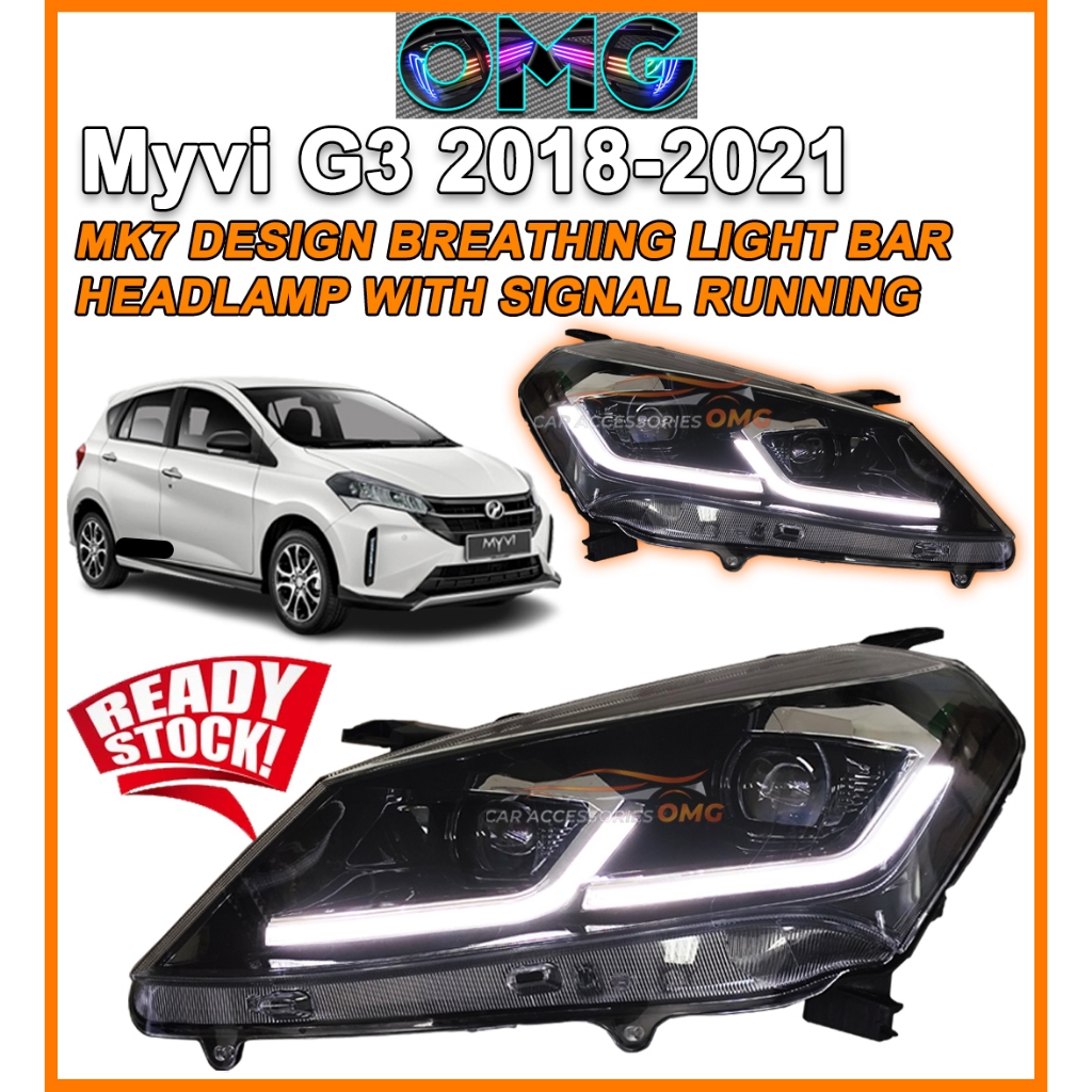 Perodua Myvi G3 2018 - 2021 MK7 Design Breathing Light Bar Projector ...