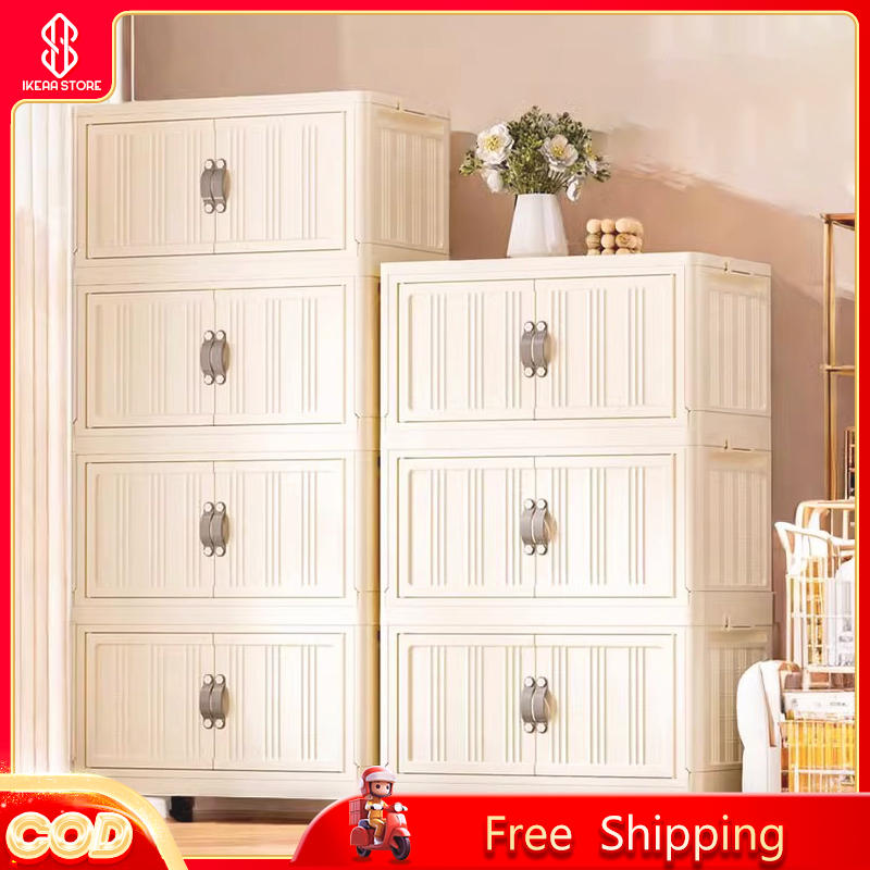 IKEA 3/4/5 Layers Foldable Storage Cabinet Plastic Almari Dapur Almari ...