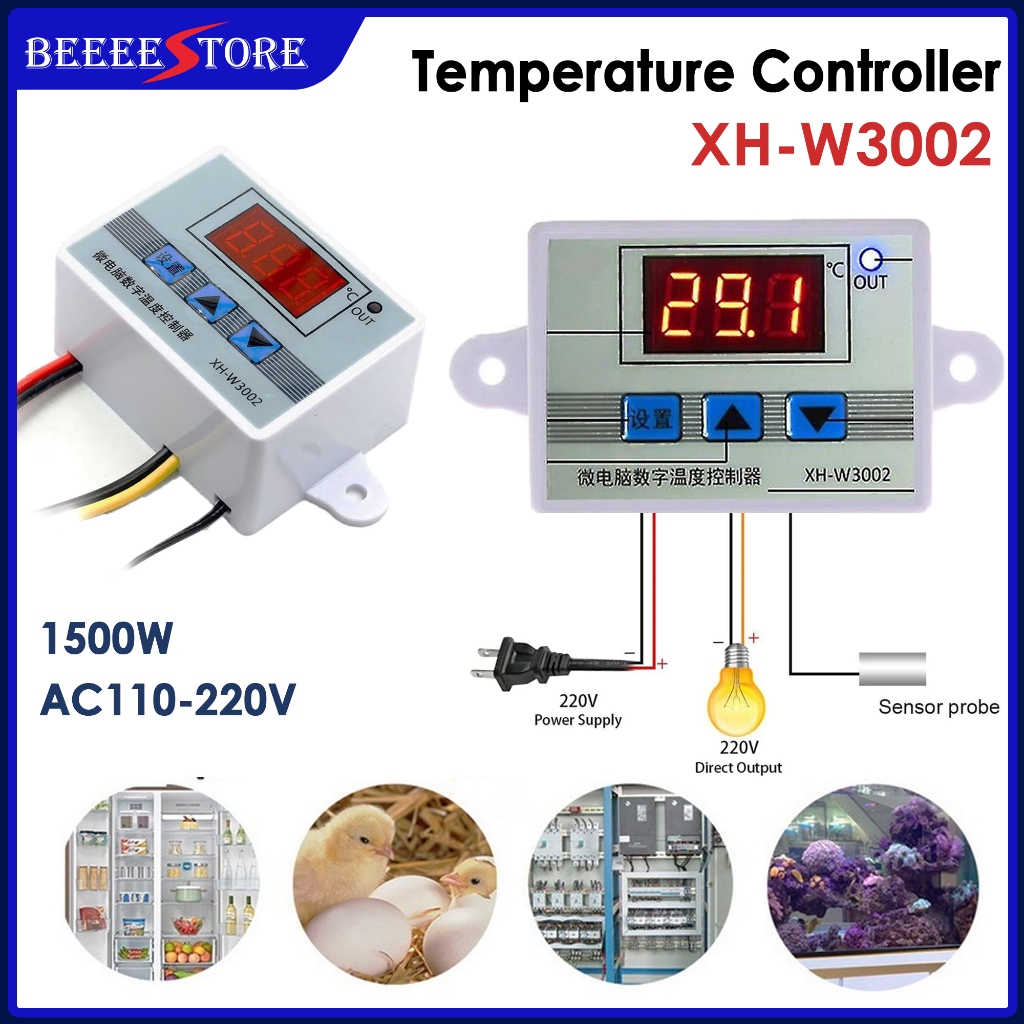 AC110V-220V/1500W Digital LED Temperature Controller 10A Thermostat Control Switch XH-W3002 ...