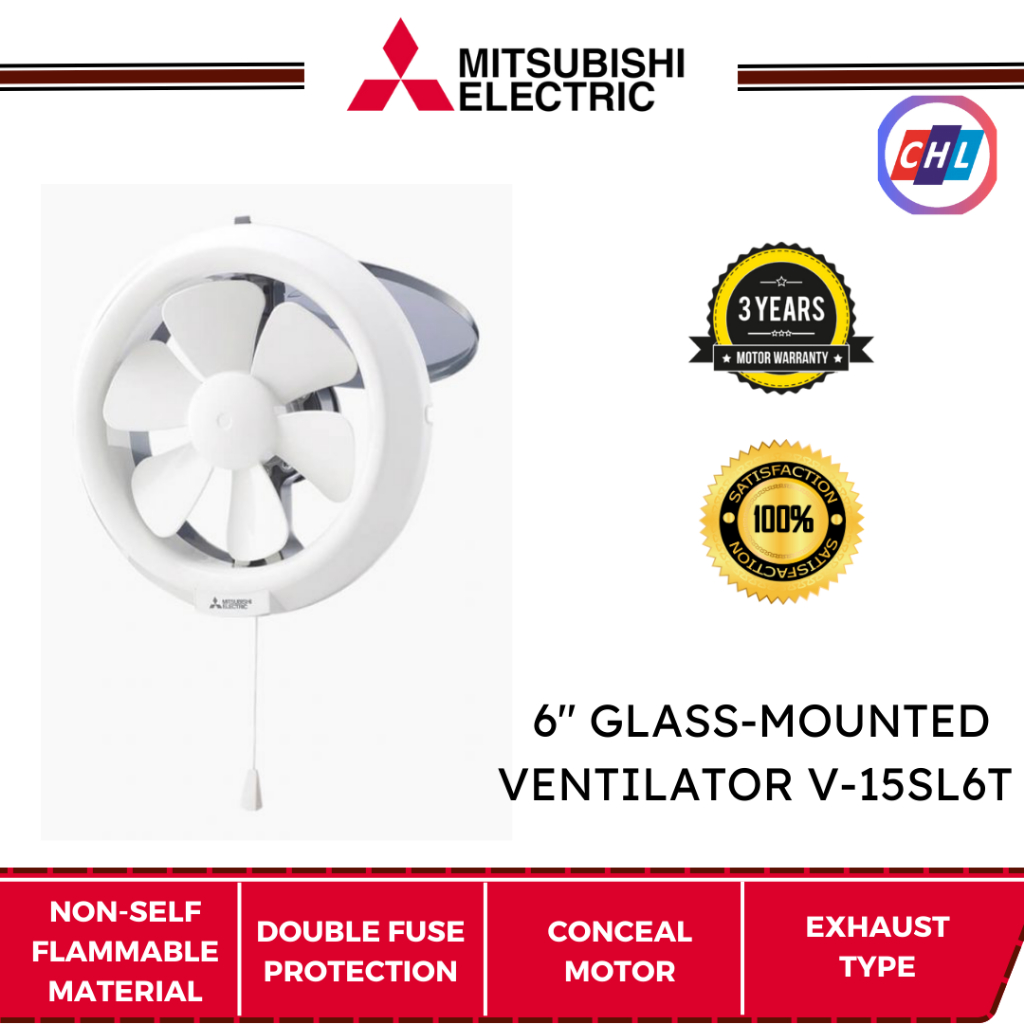 MITSUBISHI 6″ GLASS-MOUNTED VENTILATOR EXHAUST FAN V-15SL6T ...