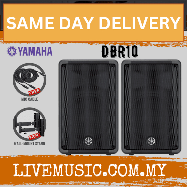 Yamaha DBR10 700-watt Powered Speaker with Speaker Stand & Cable - Each / Pair ( DBR-10 / DBR 10 ...