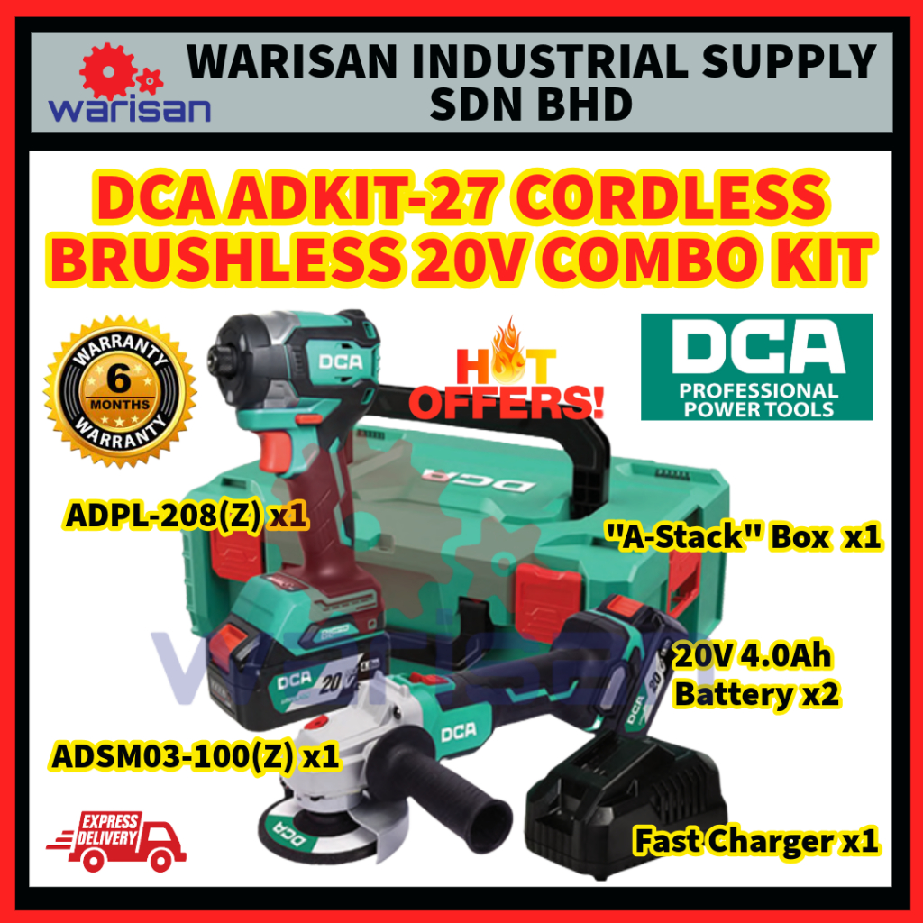 DCA ADKIT-27 CORDLESS BRUSHLES COMBO KIT (ADSM03-100 + ADPL208) WITH "A ...