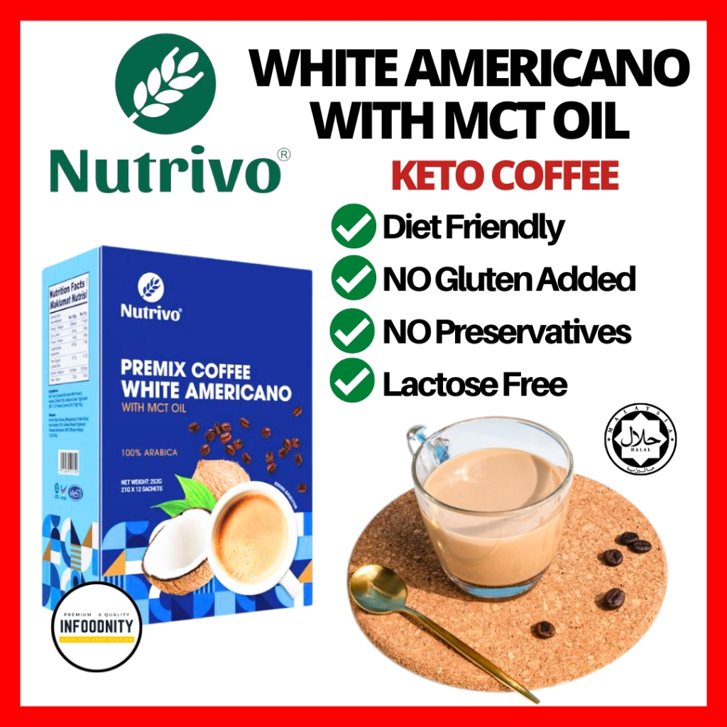 NUTRIVO Barista White Americano Coffee with MCT Oil Keto Coffee Powder ...