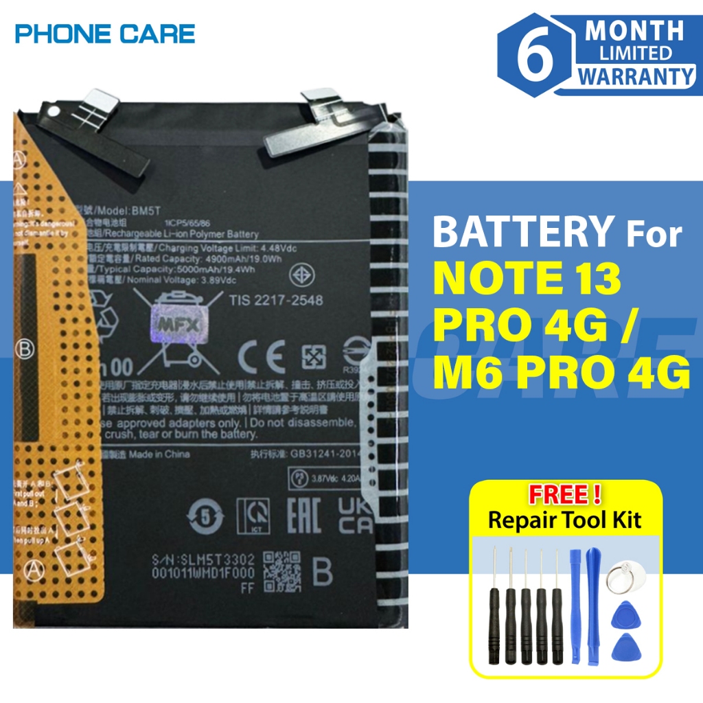 Battery Bateri BM5T For Battery BM5T Compatible For Redmi Note 13 Pro ...