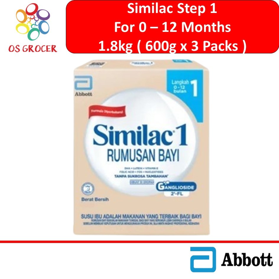 💢 Abbott Similac Step 1 For 0-12 Months 1.8kg ( 600g x 3 Packs ) exp 04-2026 | Shopee Malaysia