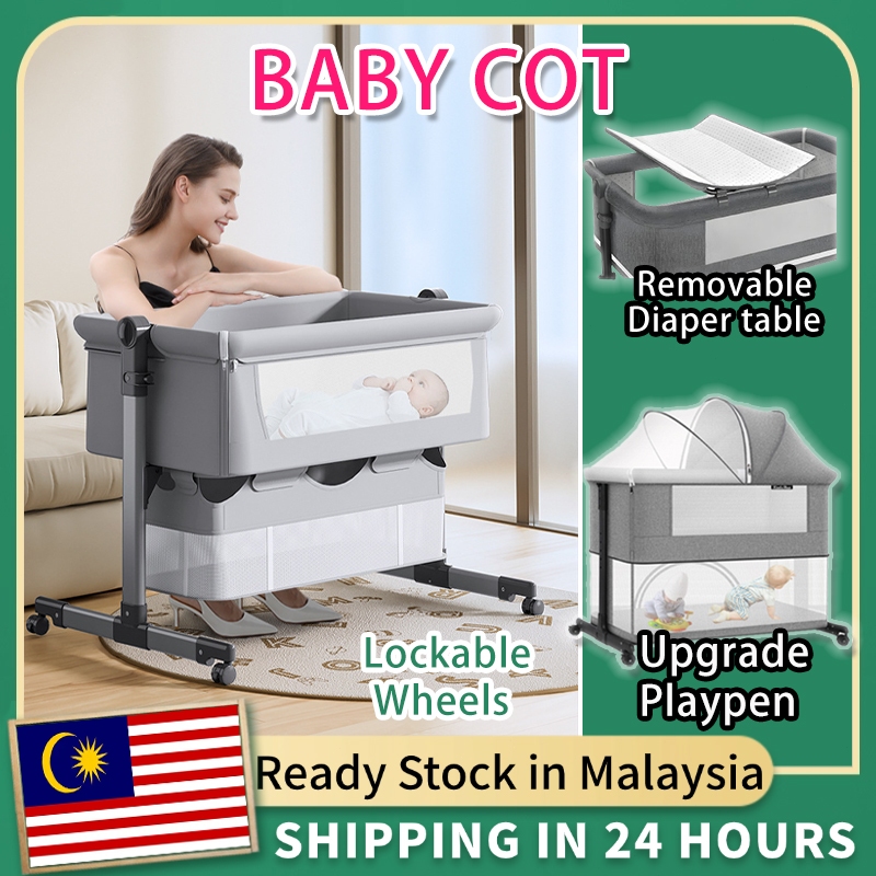 [COD] Baby Cot Baby Crib Foldable Cradle Rocking Cradle Katil Baby ...