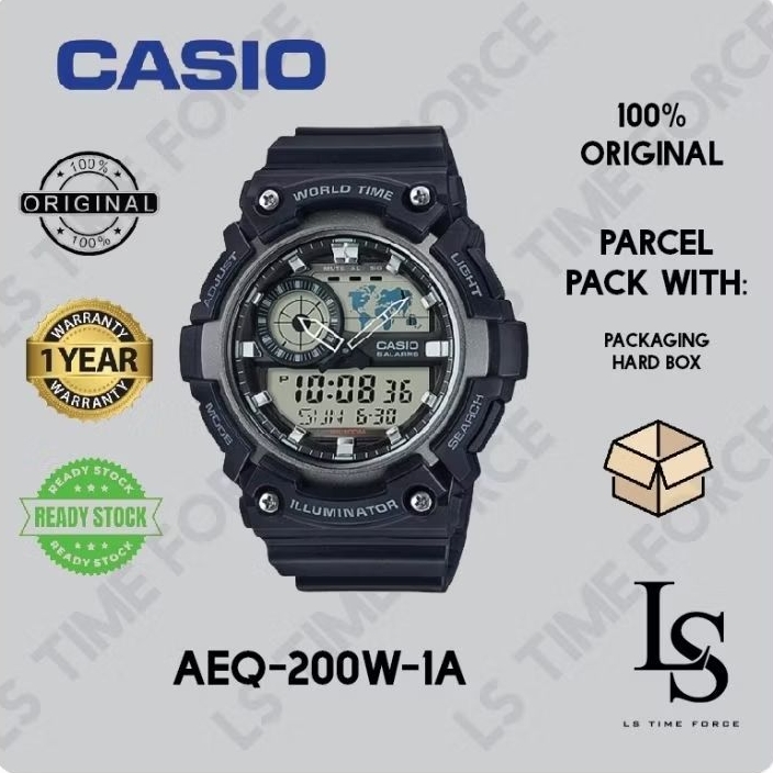 CASIO ORIGINAL AEQ-200W-1A/AEQ-200W-1AVDF/AEQ-200W/AEQ200W | Shopee ...